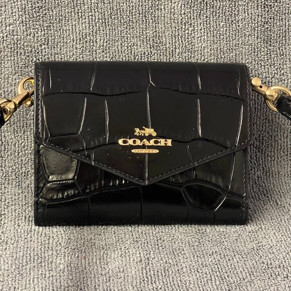 Coach | Bags | Coach Mini Envelope Wallet Crocodile Embossed Leather ...